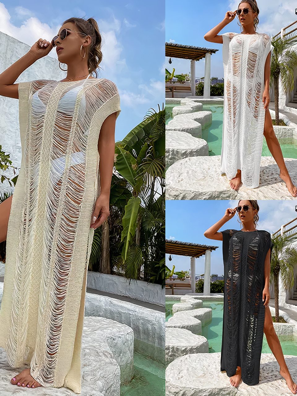 Longue robe de plage transparente • Robe chic