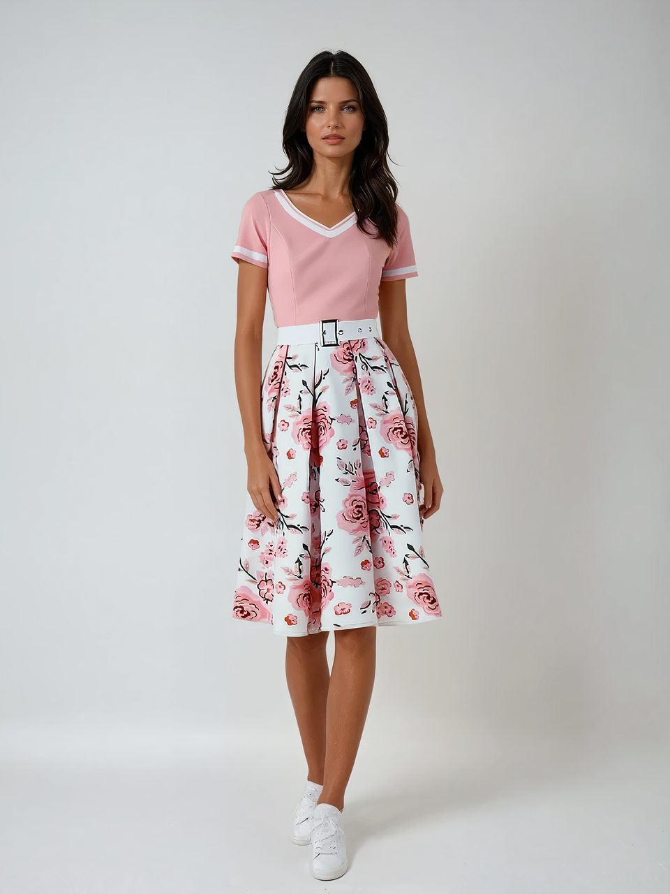 Robe années 50 style Rockabilly plissé fleuri • Robe chic