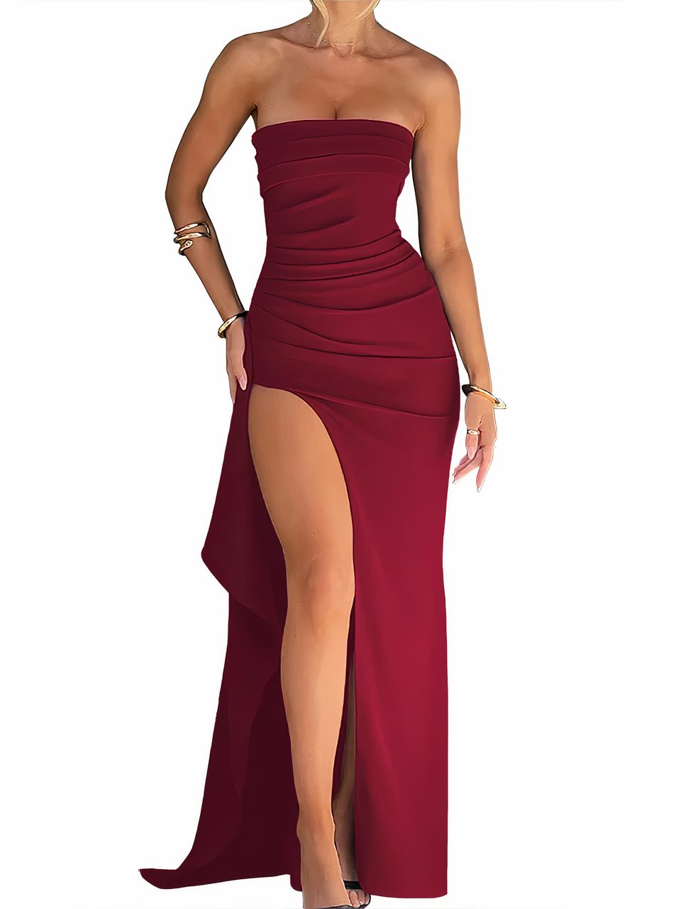 Robe de soirée bustier et fente • Robe chic